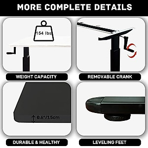 QLLY Height Adjustable Standing Desk 47 Inch/120cm, Sturdy Working Writing Table for Home Office Workstation, Black