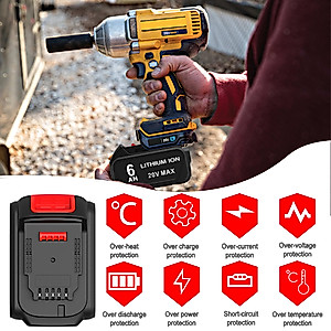 CHAUNVEN 6.0Ah 20V Battery Replacement for Dewalt 20V Battery DCB204 DCB205 DCB206 fit All Dewalt 20V Cordless Power Tools Battery 2 Packs