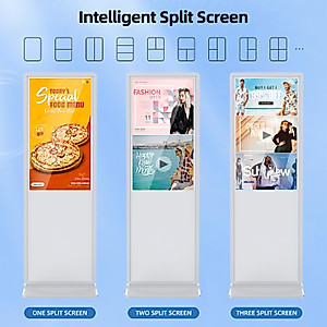 55 Inch 4K Touchscreen Digital Signage,Indoor Floor Standing Digital Kiosks & Interactive Displays,Commercial Advertising LCD Totem Android System Auto Media Player HDMI Input,Free Custom Logo,White