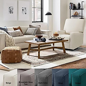 Harkawon Swivel Rocker Recliner Chair, Glider Rocker Recliner, Rocking Chair Nursery, Fabric Chair with High Back, Deep Seat, for Living Room, Bedroom, Beige