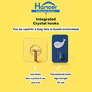 HAMOER Self-Adhesive Wall Hooks for Bathroom Kitchen Laundry Waterproof Non-Rust Color Pattern Home Improvement Sticky Hook 16Pack