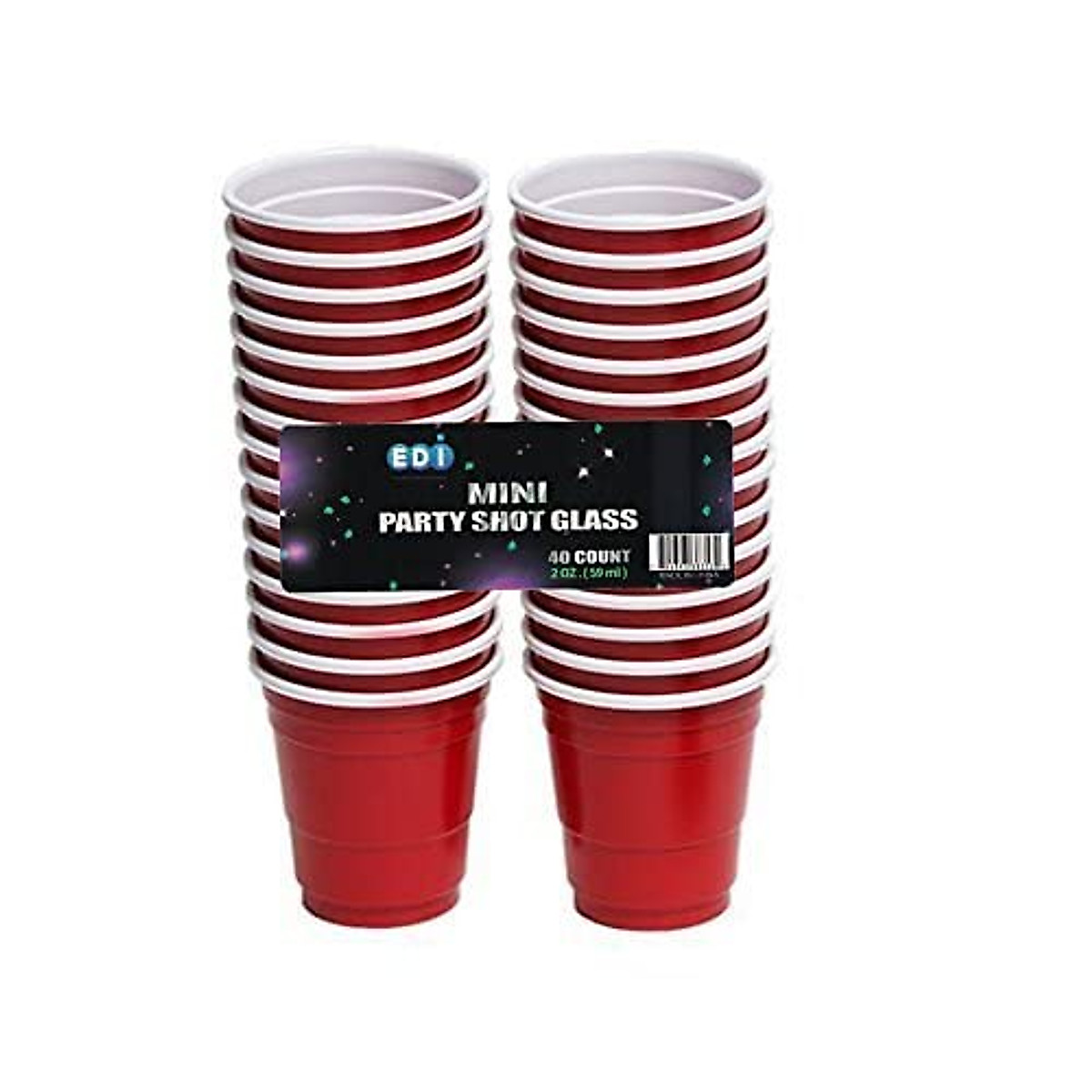 EDI Disposable Red Plastic Mini Party Shot Glasses 2 oz, 40-Piece