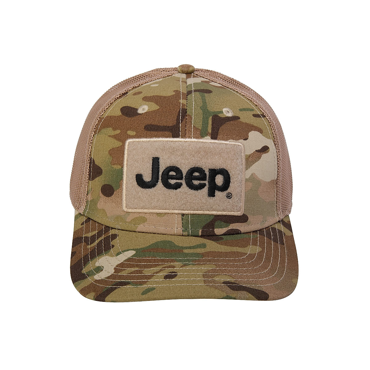 Jeep Text Logo Camo Pattern Hook and Loop Tactical Snapback Hat