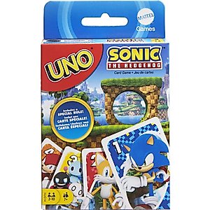 Mattel Games UNO Sonic The Hedgehog Card Game for Kids & Family, Themed Deck & Special Rule, 2-10 Players