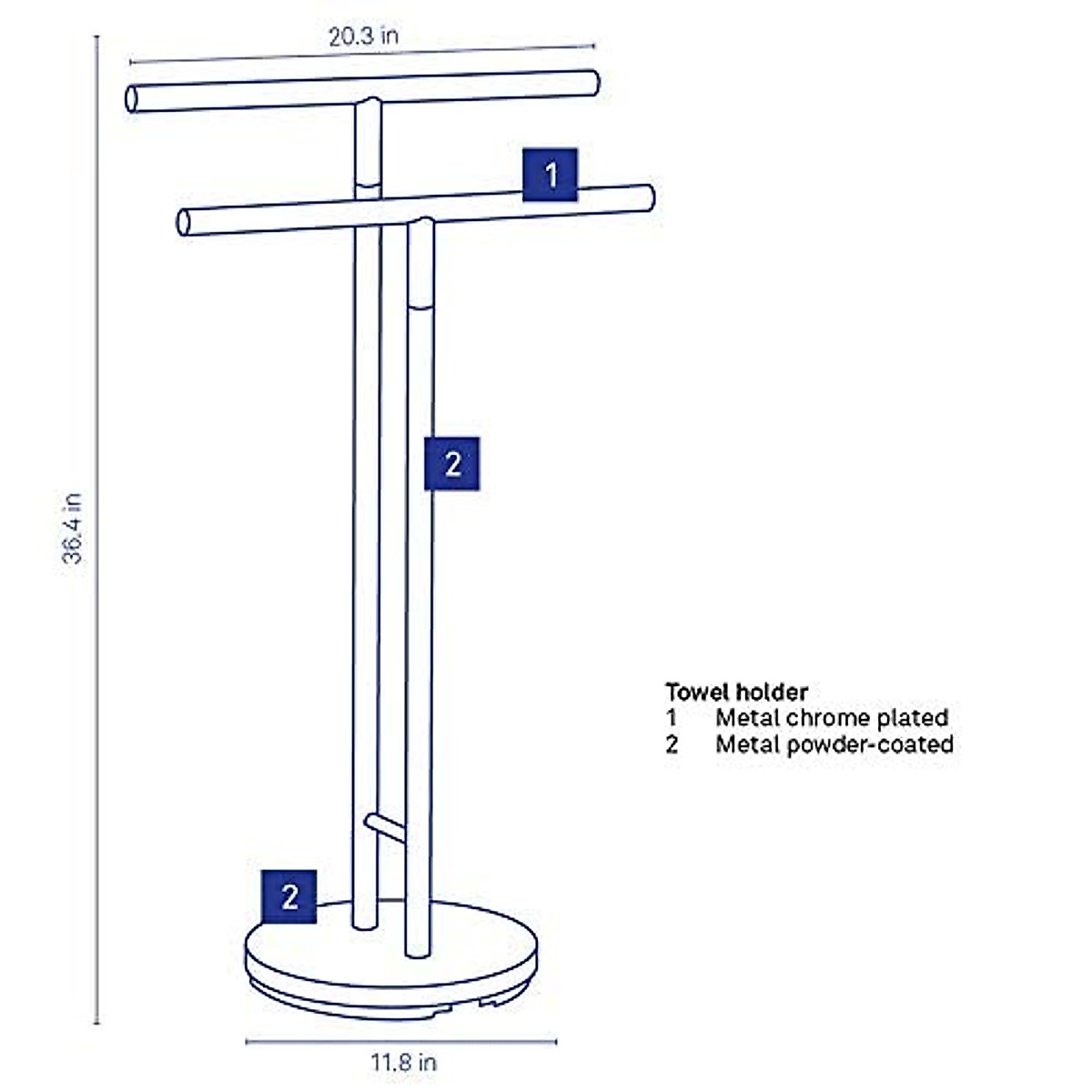 kela Free Standing Towel Rack Stand - Two Tier Organizer for Bath and Hand Towels - Study by Weight - Elegant by Design - Chrome and Black