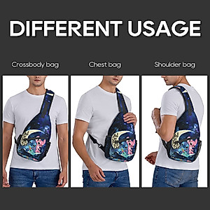 Pcoxeim Cartoon Anime Crossbody Sling Backpack with Keychain for Women Men Gifts Multipurpose Sling Bag Travel Hiking Gym Chest Bag Daypack
