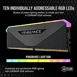 CORSAIR VENGEANCE RGB RT 32GB (2x16GB) DDR4 3600 (PC4-28800) C18 1.35V Desktop Memory
