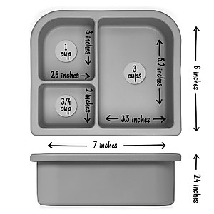 PrimaStella Unbreakable Silicone Lunch Box for Kids and Adults - Leak Proof Divided Bento Box (Stone)