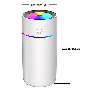 Mini Humidifier, Cool Mist Portable Mini USB Humidifier for Plants Car Baby Bedroom with Auto Shut-Off, Best Personal Humidifier (320ML-White)