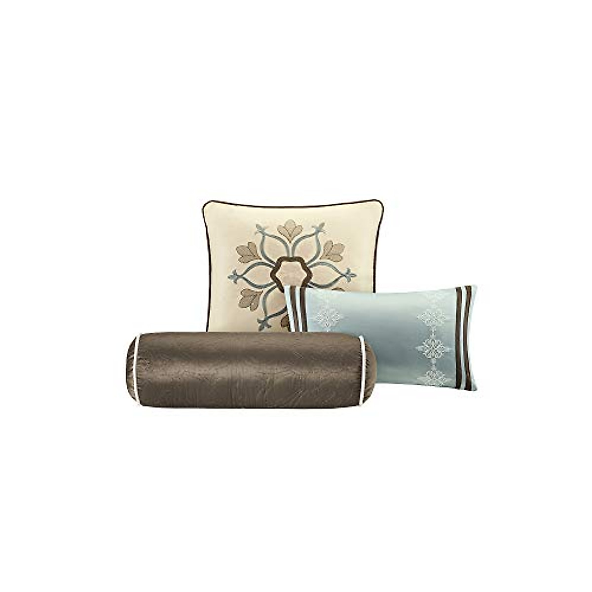 Madison Park Cozy Comforter Set Casual Modern Design All Season, Matching Bed Skirt, Decorative Pillows, Queen(92"x96"), Blue, 9 Piece (MP10-458)