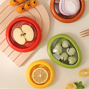 4 Pcs Set Silicone Fruit and Vegetable Storage Container Box for Fridge,Keep Fresh Fruit and Vegetable Anti-oxidation Storage Box for Veggie,Onion,Garlic,Lemon,Tomato,Potato,Avocado for Refrigerator