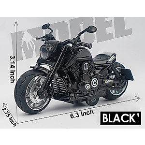 Gilumza Pull Back Motorcycles Toy, Moto Gift with Music Lighting, Wolverine Motorcycle Toys for Boys Kids Age 3-12 Year Old (Black)