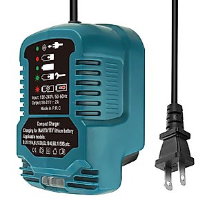JJXNDO DC18RC 18 Volt Lithium Battery Charger Replacement for Makita 18V Lithium-Ion Battery BL1850 BL1840B BL1820 BL1815 BL1860 BL1430 BL1450 BL1830 Mini Compact Charger(Not for 14.4V)