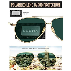 LUENX Aviator Sunglasses for Women Polarized - Driving Trendy Sun Glasses UV 400 Protection Pink Mirror Lens Gold Frame 60mm