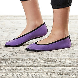 NuFoot Ballet Flats Women's Shoes, Best Foldable & Flexible Flats, Slipper Socks, Travel Slippers & Exercise Shoes, Dance Shoes, Yoga Socks, House Shoes, Indoor Slippers, Purple, Large
