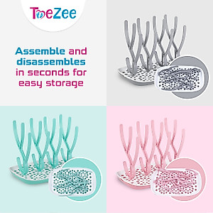 ToeZee Baby Bottle Drying Rack Space Saving Countertop Baby Bottle Holder, Drying Rack for Baby Bottles Accessories - Stores Up to 12 Bottles, Dishwasher Safe (Gray)