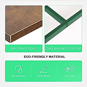 Coral Flower Kitchen Table for 4 People, Heavy Duty Metal Frame, Industrial Style, for Living, Dining Room, Rustic Brown.