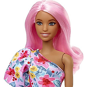Barbie Fashionistas Doll #189 with Prosthetic Leg, Pink Hair, Floral Dress, Sneakers & Sunglasses Accessory