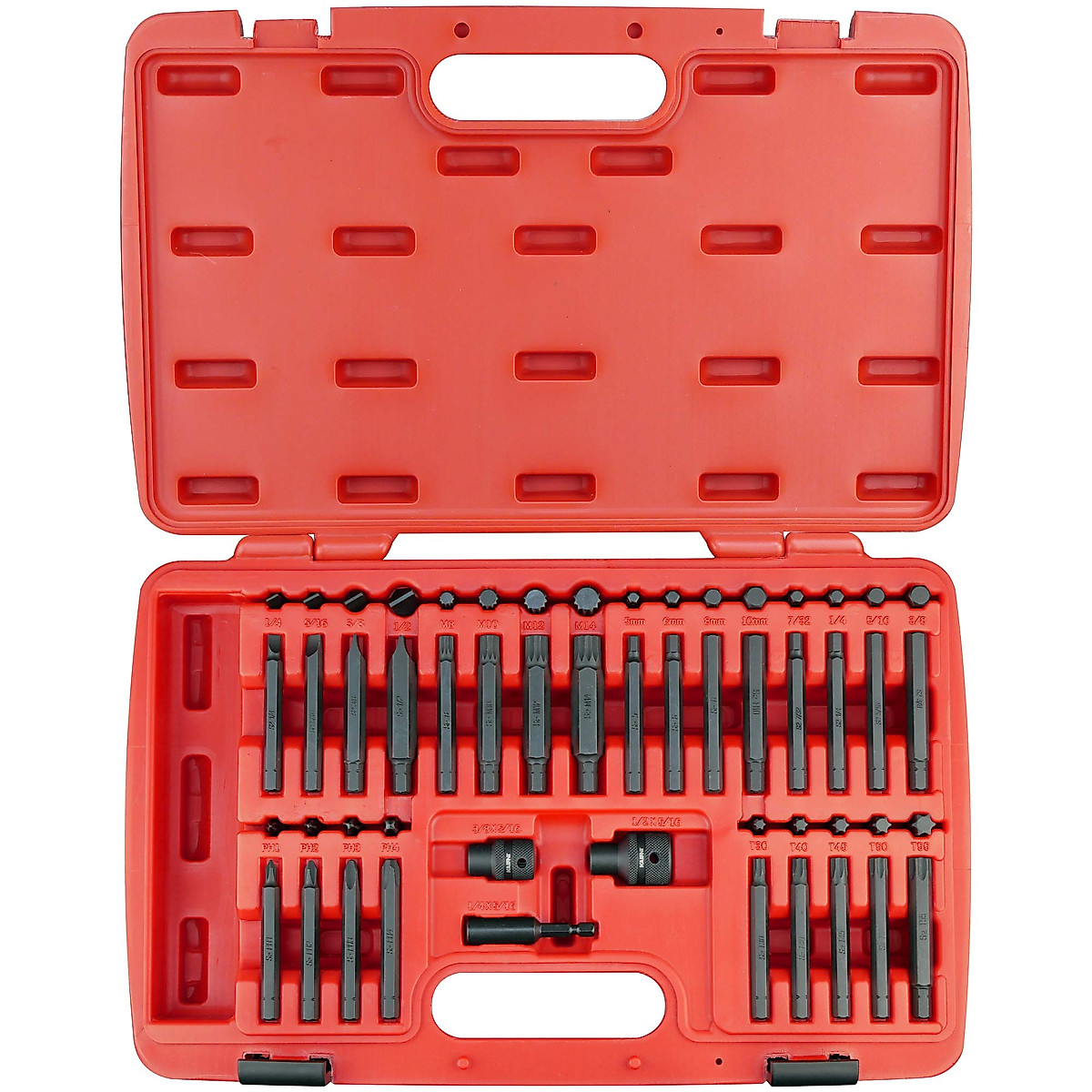 KAIFNT K459 Impact Driver Sturdy Bit Set with Adapters, 5/16-Inch Hex Shank, 53-Piece