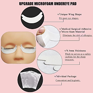 554 PCS Professional Lash Extension Supplies Kit with 50 Pairs Foam Lash Pads, 100 Lash Brushes,100 Micro Applicators, 100 Lash Glue Rings, 200 Glue Wipes, 4 Lash Tapes for Eyelash Extensions