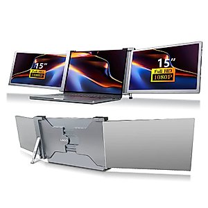 BUZHI 15 inch Portable Triple-Screen Monitor Laptop Expansion Screen 1920 * 1080 Resolution Easy Installation for 15-17 inch Laptop,Monitor