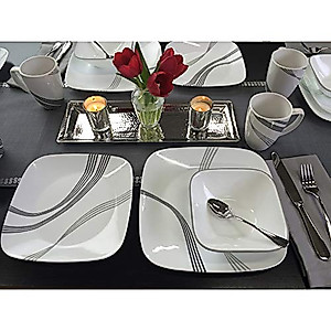 Corelle Boutique Square Urban Arc 16-Piece Dinnerware Set, Service for 4