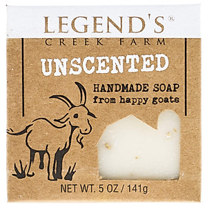 Legend’s Creek Farm Goat Milk Soap - Cleansing Moisturizing Soap Bar for Hands and Body - 5 Oz Creamy Lather, Nourishing, Gentle Natural Soap for Sensitive Skin, Handmade in USA (Unscented, Pack of 1)