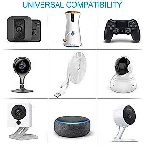 3 Pack 10FT Power Extension Cable for WyzeCam, WyzeCam Pan, KasaCam Indoor, NestCam Indoor, Blink,Cloud Cam, USB to Micro USB Durable Charging and Data Sync Cord for Security Camera(White)