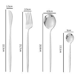410 Stainless Steel 12 Pieces Shiny Restaurant Tableware Cutlery Set Serving Utensils Set (Silver)