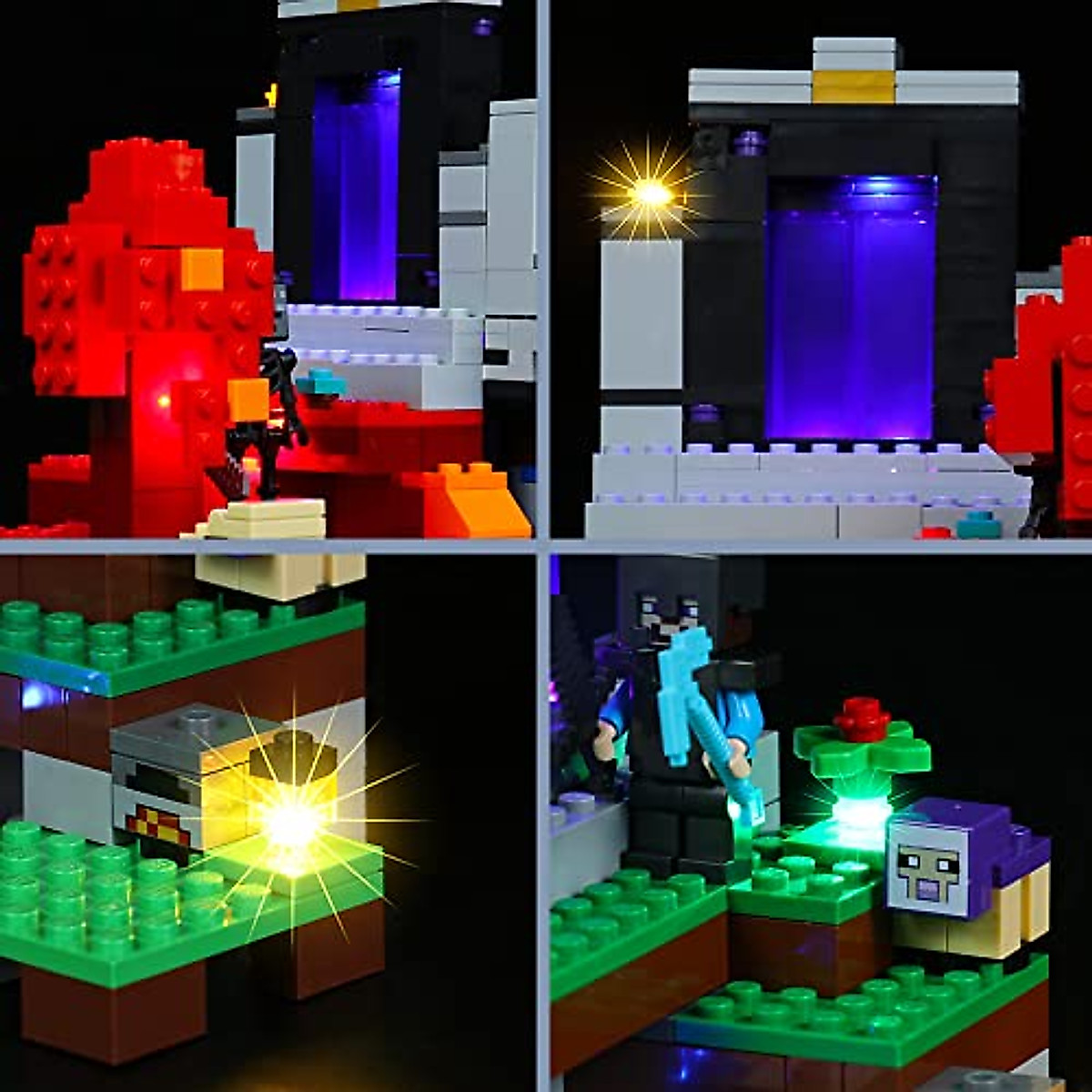 BrickBling Light Kit for Lego Minecraft The Ruined Portal 21172 Building Kit, LED Lighting for Lego Minecraft Set (No Model, Only Lights)