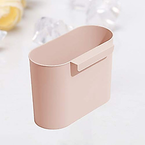 YARDWE Hanging Trash Can Waste Bin: Under Cabinet Compost Bin Pink Mini Small Car Garbage Can Wall Mounted Rubbish Container for Home Kitchen Office