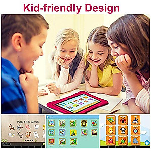 PRITOM 7 inch Kids Tablet | Quad Core Android 10.0, 32 GB ROM | WiFi,Bluetooth,Dual Camera | Educational,Games,Parental Control,Kids Software Pre-Installed with Kids-Tablet Case (Pink)