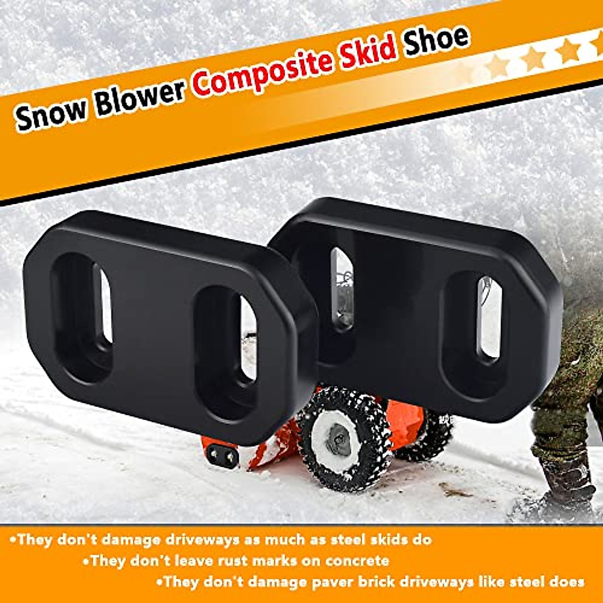 ZHIXING M144012 780-286 Snowblower Composite Skid Compatible with A-riens 02483859 01016500 A108BD, for JohnD-eere M124413 M144012 Snowblower Models.