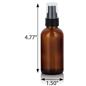 JUVITUS 2 oz Amber Glass Boston Round Black Treatment Pump Bottle (8 pack) + Funnel