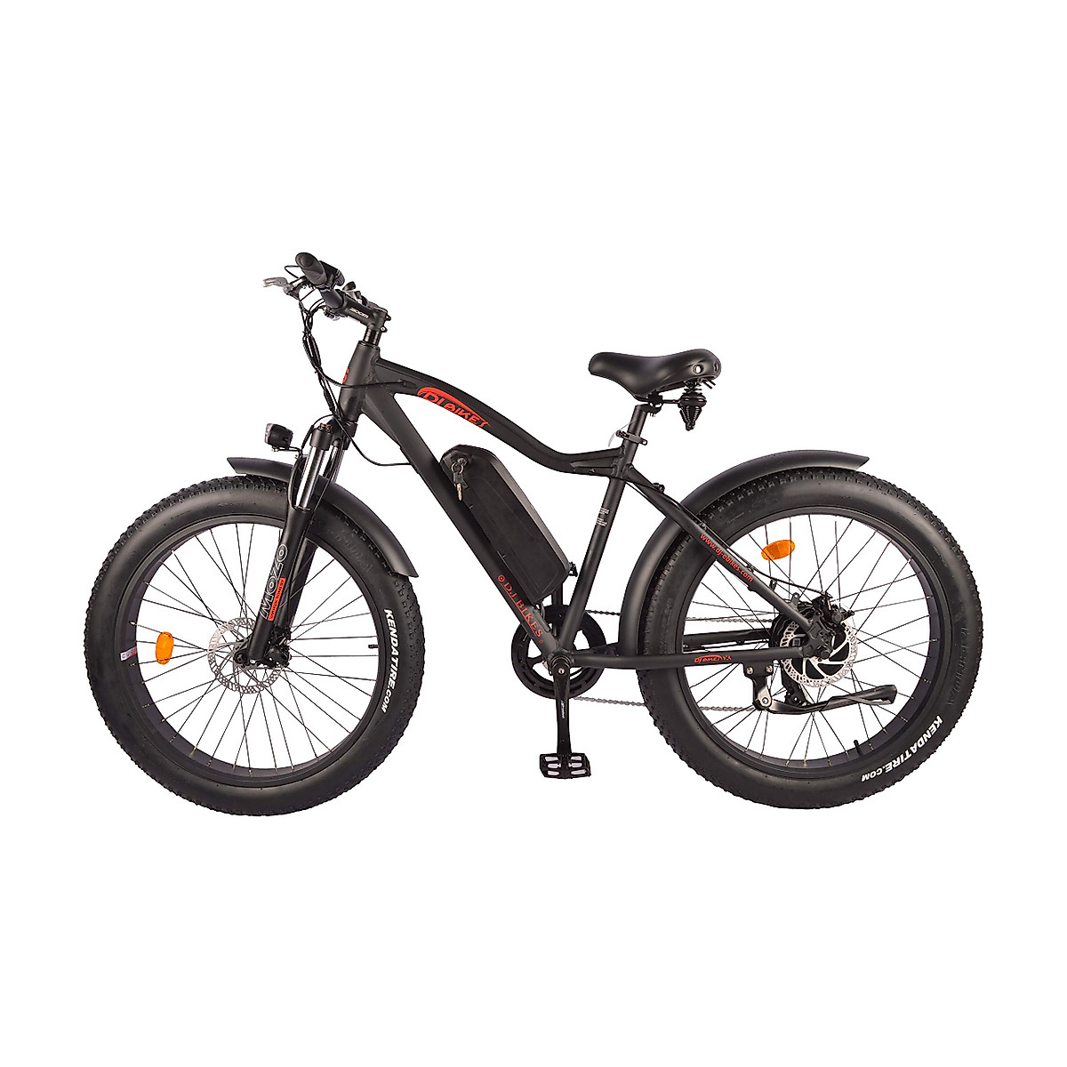 DJ Fat Bike 750W 48V 13Ah Power Electric Bicycle, Matte Black, LED Bike Light, Suspension Fork and Shimano Gear