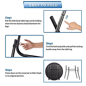 Byliable 32in Cocktail Table High Top Folding Table, Portable Bar Height Folding Table Round with Removable Legs, Indoor Outdoor Banquet Table for Parties, Commercial, Speech, School- Granite Black