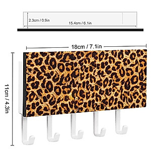 Animal Leopard Print PU Leather Wall Mounted Key Hook Organizer Hanging Key Holder Decoration