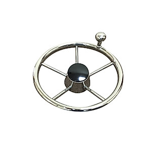Pactrade Marine Destroyer 11" S.S Steering Wheel Control Knob Black Cap 5 Spoke