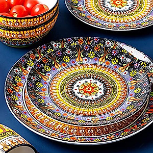 Porcelain Dinnerware Sets, Bohemia Tableware Combination Set | 10 Plates / 2 Bowls / 4 Cups / 4 Mugs - Exotic Ceramics Dinner Sets, Service for 4 Person, Gift for Wedding Housewarming Christmas,8 inc