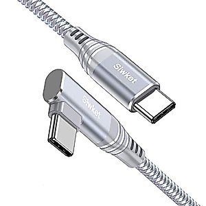 Siwket USB C to USB C Cable 90 Degree [3.3ft] 60W 3A Type C Fast Charging Cord Charger Braided for Samsung Galaxy S20 S10 S9 Note 10,MacBook Pro,MacBook Air, iPad Pro 2018,Google Pixel 4 3 2 XL-Gery