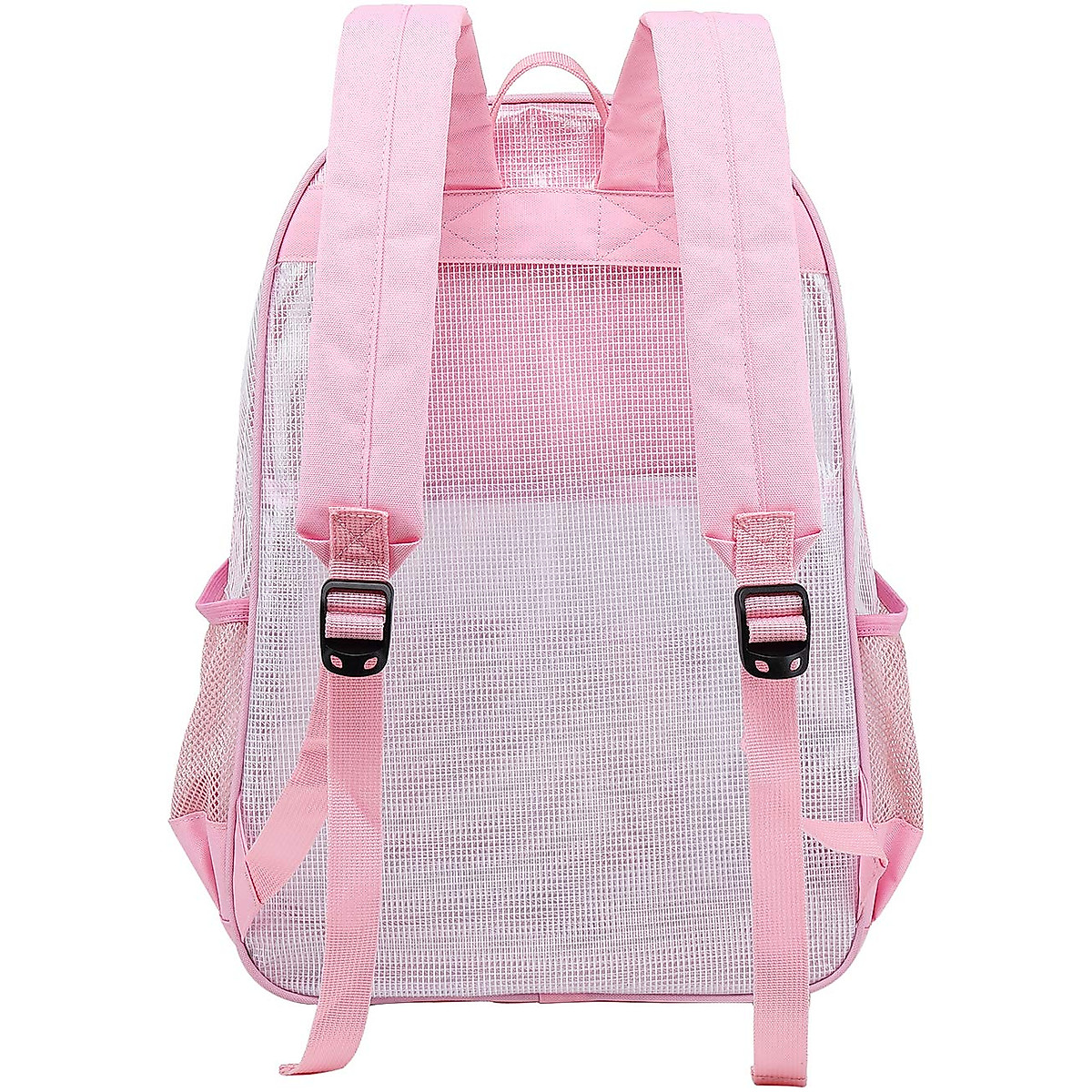 mygreen Clear Transparent PVC School Backpack, Heavy Duty Clear Backpack for Work, Security, Sporting Events (Pink, Large)