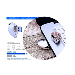 EcooDisk 64GB USB 3.0 Flash Drive Diamond Heart with Necklace Memory Stick High Speed Data Storage Pink