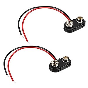 Tool parts 2pcs DC 9V Baettery Clip T-Type Bucklle Connector Lead Wire 10cm Long