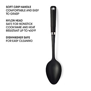 Cooking Light Spoon, Non-Stick Cookware Heat Resistant Kitchen Gadget, Dishwasher Safe Serving, Black