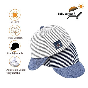 Baby Boy Baseball Cap Striped Sunhat Letter Sun Protection Hat,Sun Hat for Baby Boy and Baby Girl (Gray, 1pcs)