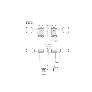 Gotoh SD90-MGT 3x3 Locking Tuning Keys with Lock Knob - Nickel