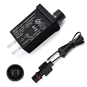 12V 9W Class 2 Power Supply, 0.75A IP44 Waterproof LED Low Voltage Transformer with US Plug, for Indoor/Outdoor String Lights, Christmas Inflatables Decoration, UL Listed