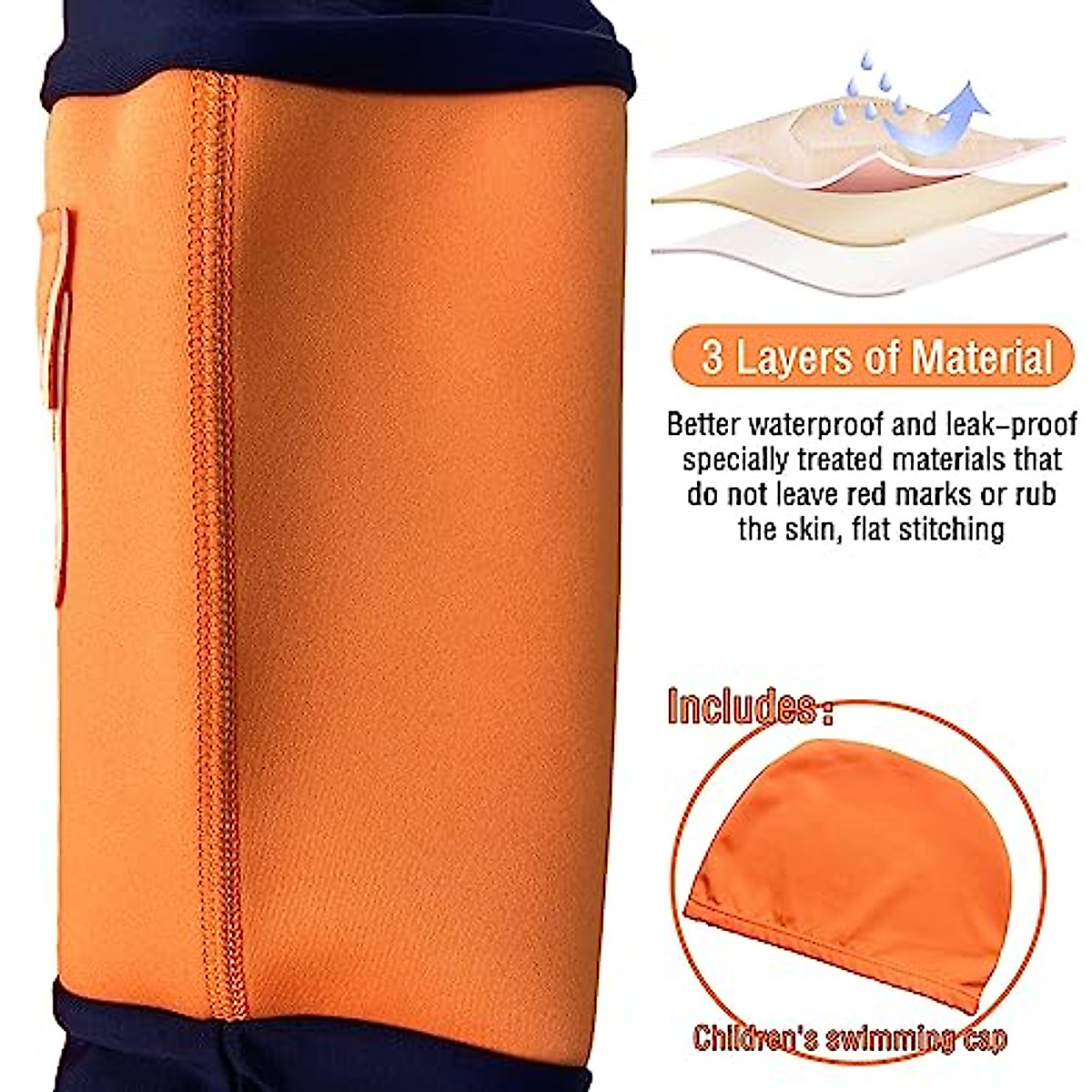 Reusable Swim Diapers for Baby, Leakproof Cloth Diapers Cover Washable, Waterproof Little Swimmers Nappy Trunks Infant Pull Ups (S, Orange)