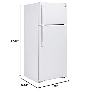 GE GTE18GTNRWW 28" Energy Star Qualified Top Freezer Refrigerator with 17.52 cu. ft. Capacity LED Lighting Adjustable Glass Shelves and Upfront Temperature Controls in White