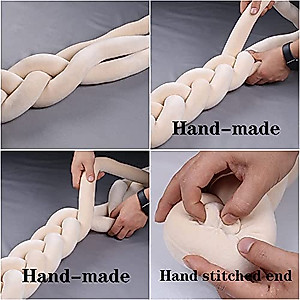 Handmade Braided Cushion Knotted Soft Knot Pillow Comfortable Cushion Long Rail Decor for Bedroom (Light Pinkish Brown,157.56 inch),1060026